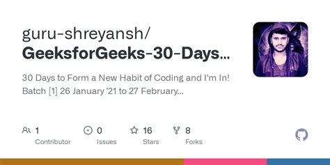 Github Guru Shreyanshgeeksforgeeks 30 Days Of Code 30 Days To Form