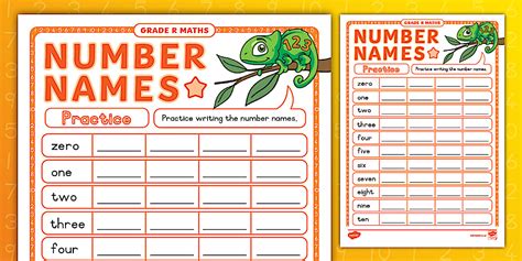 Grade R Worksheet Practise Writing Number Names