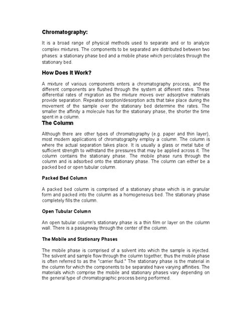 Chromatography Separating Complex Mixtures Pdf Chromatography Thin Layer Chromatography