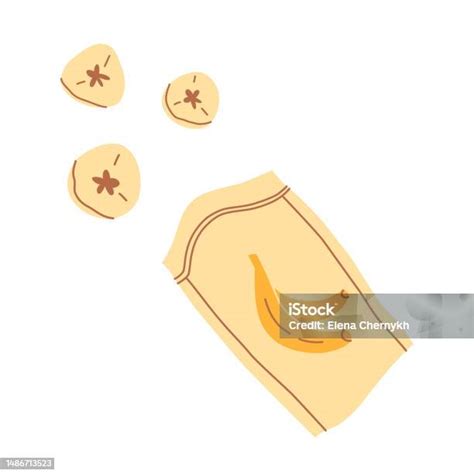 말린 바나나 칩 아이콘 건강한 과일 스낵의 벡터 낙서 그림 무설탕 탈수 바나나 덩어리 비건 달콤한 음식 건강한 생활방식에 대한 스톡 벡터 아트 및 기타 이미지 Istock