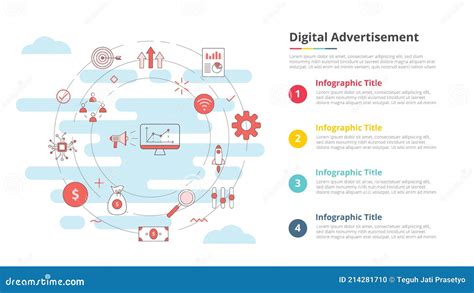 Digital Advertisement Concept For Infographic Template Banner With Four Point List Information