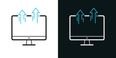 데스크톱 컴퓨터에서 보내기 검은색 또는 흰색 배경에 이색 선 아이콘 편집 가능한 획 개념에 대한 스톡 벡터 아트 및 기타 이미지 개념 검은색 검정색 배경 Istock