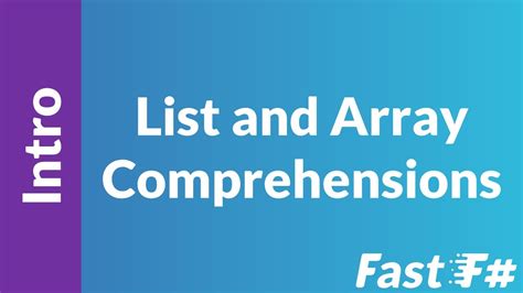 Fast F Intro To List And Array Comprehensions Youtube