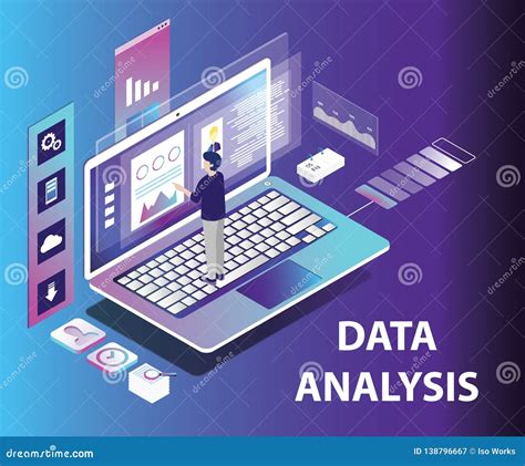 Isometric Artwork Concept Of Data Analysing Stock Vector Illustration