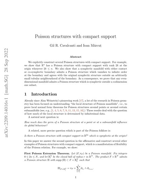 Pdf Poisson Structures With Compact Support