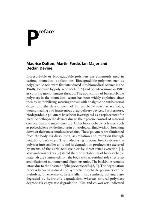 Pdf Bioresorbable Polymers And Their Biomedical Applications Preface