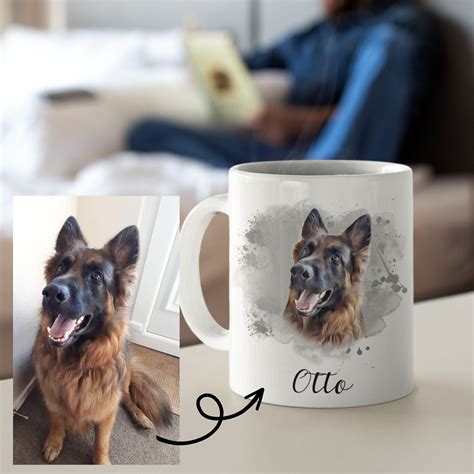 Personalized Dog Mug Custom Dog Coffee Cup Custom Digital Portrait