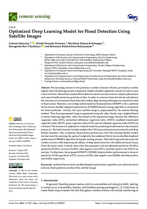 Pdf Optimized Deep Learning Model For Flood Detection Using Satellite Images