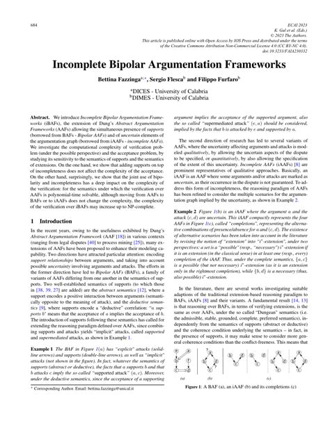 Pdf Incomplete Bipolar Argumentation Frameworks
