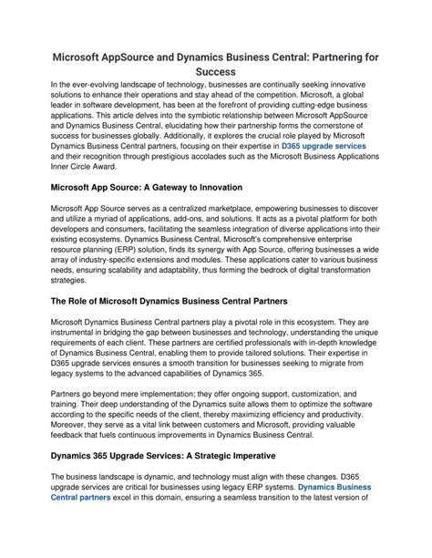 Ppt Microsoft Appsource And Dynamics Business Central Partnering For