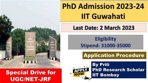 Iit Guwahati Phd Admission 2023 Phd Admission Notification 2023 Iit