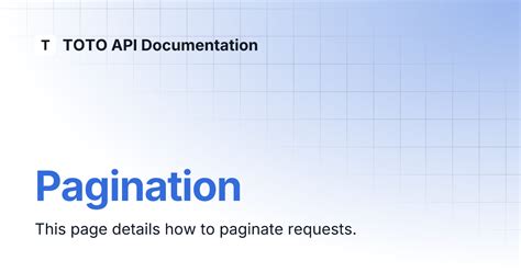 Pagination Toto Api Documentation