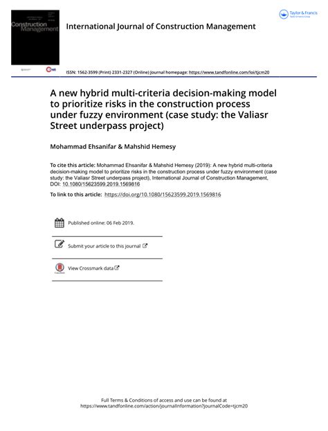 Pdf A New Hybrid Multi Criteria Decision Making Model To Prioritize