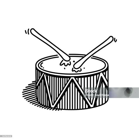 장난감 드럼 라인 아이콘 스케치 디자인 픽셀 완벽 편집 가능한 스트로크 검은색에 대한 스톡 벡터 아트 및 기타 이미지 검은색 그리기 낙서 드로잉 Istock