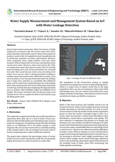 Water Supply Measurement And Management System Based On Iot With Water Leakage Detection Pdf