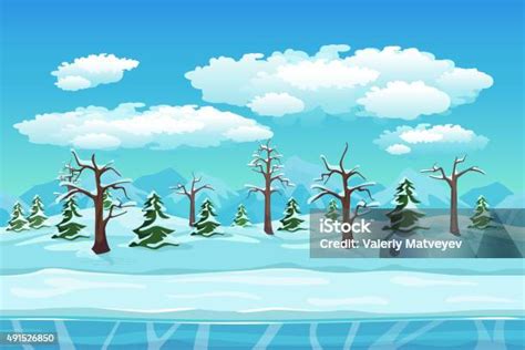말풍선이 있는 동절기의 풍경 얼음 눈 및 흐린날 스카이 Tm 눈 냉동상태의 물에 대한 스톡 벡터 아트 및 기타 이미지 눈 냉동상태의 물 숲 여가활동 게임 Istock