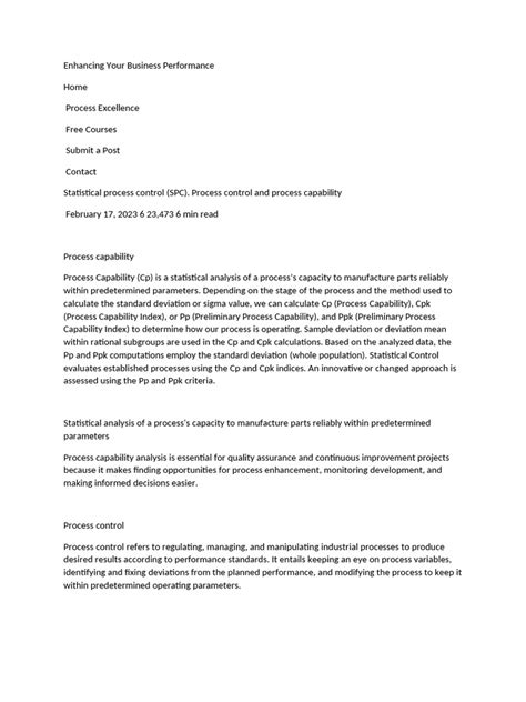 Enhancing Your Business Performance Pdf Statistics Standard Deviation