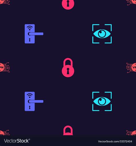 Set Eye Scan Digital Door Lock With Wireless Vector Image