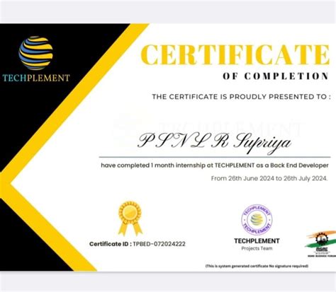 Supriya Pothu On Linkedin Backend Developer Techplement Internship