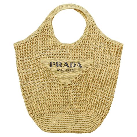 Prada Raffia Tote Bag 2 For Sale On 1stdibs