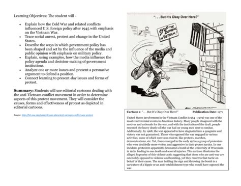 Vietnam War Protest Editorial Cartoons Lesson Plan