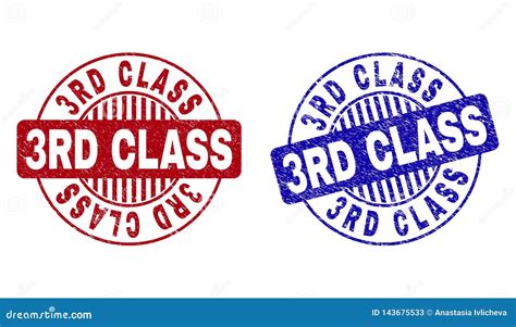 Grunge 3rd Class Textured Round Stamp Seals Stock Vector Illustration