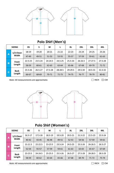Polo Shirt Color Chart