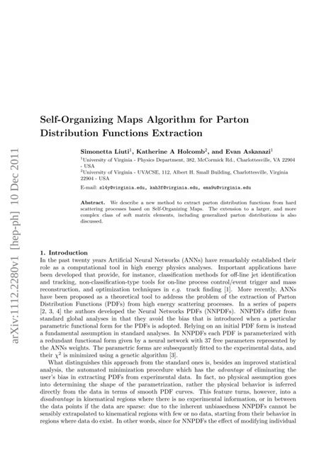 Pdf Self Organizing Maps Algorithm For Parton Distribution Functions