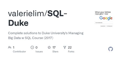 Github Valerielimsql Duke Complete Solutions To Duke Universitys Managing Big Data W Sql