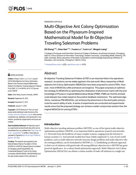 Pdf Multi Objective Ant Colony Optimization Based On The Physarum Inspired Mathematical Model