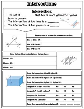 Finding Intersections Of Lines And Planes Guided Notes By Spartan Math