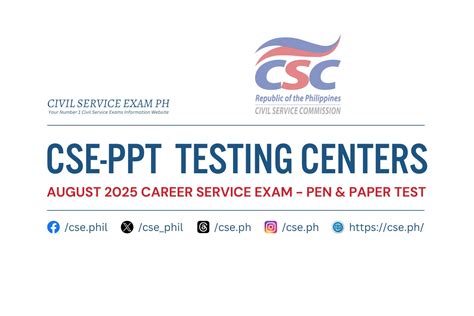 Testing Centers August 2025 Career Service Examination Pen And Paper Test Cse Ppt Civil