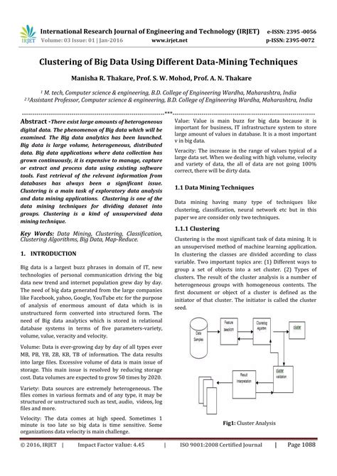 clustering of big data using different data mining techniques pdf