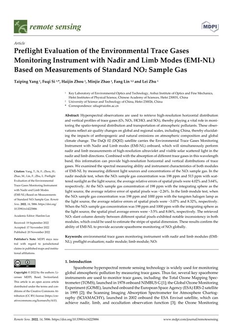 Pdf Preflight Evaluation Of The Environmental Trace Gases Monitoring