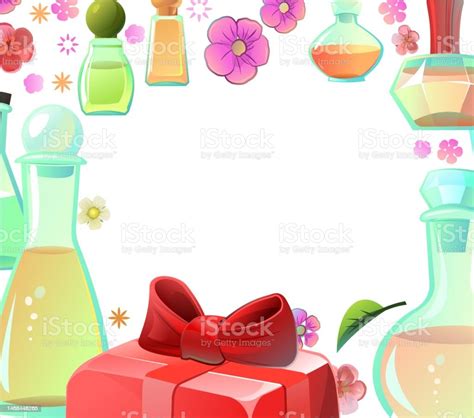 향수와 향기는 텍스트를 위한 공간이 있는 물체입니다 유리 용기에 향기로운 향기로운 액체 여성과 남성을위한 향수 흰색 배경에 격리 벡터 0명에 대한 스톡 벡터 아트 및 기타