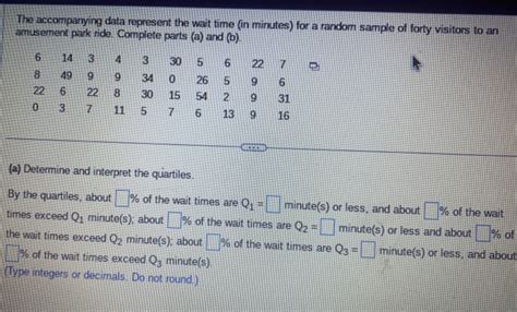 solved the accompanying data represent the wait time in minutes for