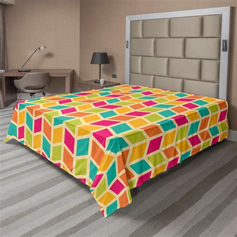 Ambesonne Colorful Flat Sheet Chevron Hipster Style California King