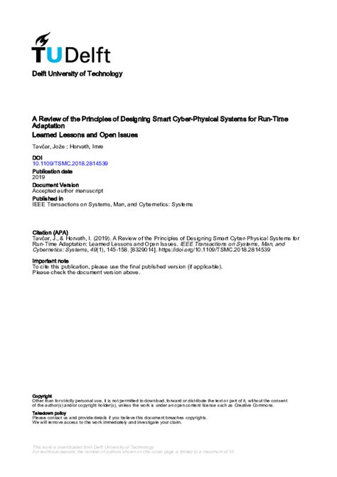 Pdf A Review Of The Principles Of Designing Smart Cyber Physical Systems For Run Time