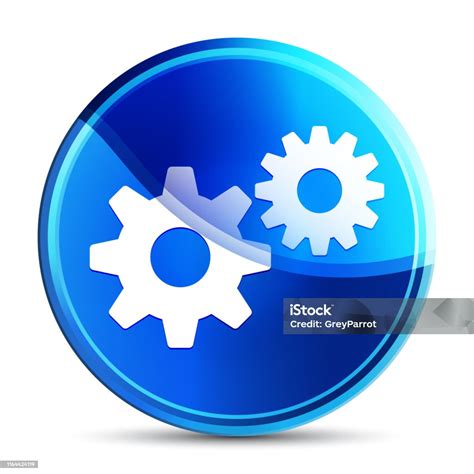 설정 프로세스 아이콘 유리 활기찬 하늘 블루 둥근 버튼 일러스트 개념에 대한 스톡 벡터 아트 및 기타 이미지 개념 개념과 주제 공학 Istock