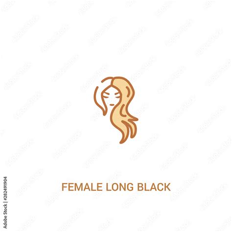 Female Long Black Hair Concept 2 Colored Icon Simple Line Element Illustration Outline Brown