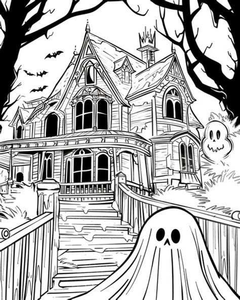 Printable Haunted House Coloring Pages
