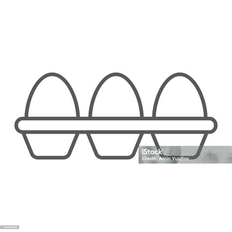 계란 판지 패키지 선 아이콘 농업 및 농업에서 단백질 기호 벡터 그래픽 흰색 배경 Eps 10에 선형 패턴 달걀에 대한 스톡