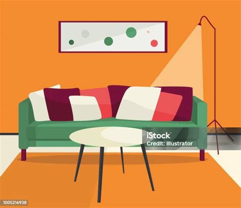 가구 소파 테이블 램프 카펫 거실 하우스 벡터 일러스트 레이 션 Iinterior 가구에 대한 스톡 벡터 아트 및 기타 이미지 가구 개념 개념과 주제 Istock