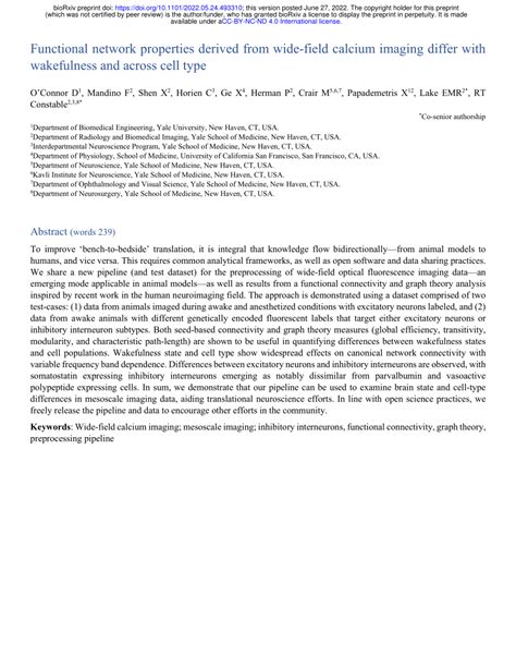 Pdf A Preprocessing And Functional Connectivity Analysis Pipeline For Mesoscale Calcium Imaging