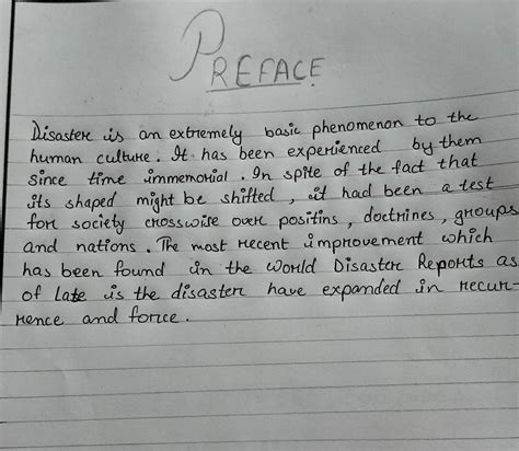 Write A Preface On Disaster Management Project File