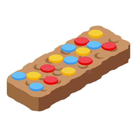 Chocolate Bar With Colorful Button Shaped Candy Pieces Isometric View Stock Illustration
