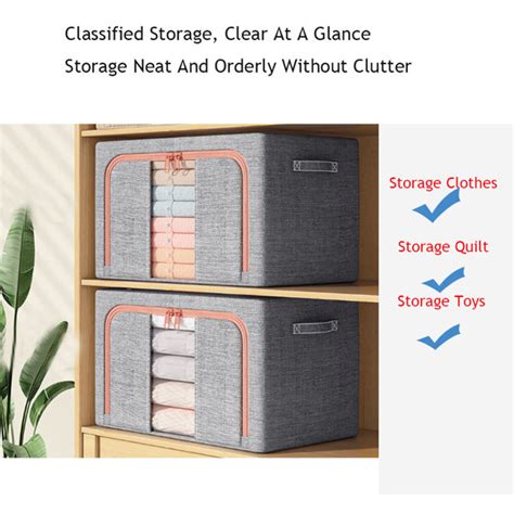 Ebern Designs Foldable Clothes Storage Bins Box Stackable Metal Frame Closet Organizer And Reviews