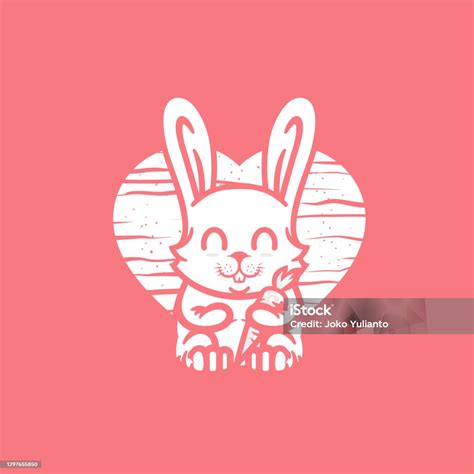 귀엽고 심플한 토끼 포옹 당근 브랜드 아이덴티티 벡터 일러스트 2 0명에 대한 스톡 벡터 아트 및 기타 이미지 0명 광고