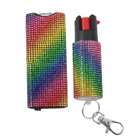 Buy Closeout Rainbow Rhinestone Stun Gun And Pepper Spray 7 25x4 75x1