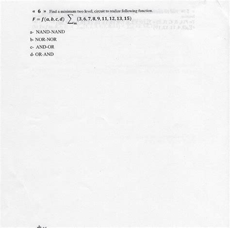 solved find a minimum two level circuit to realize